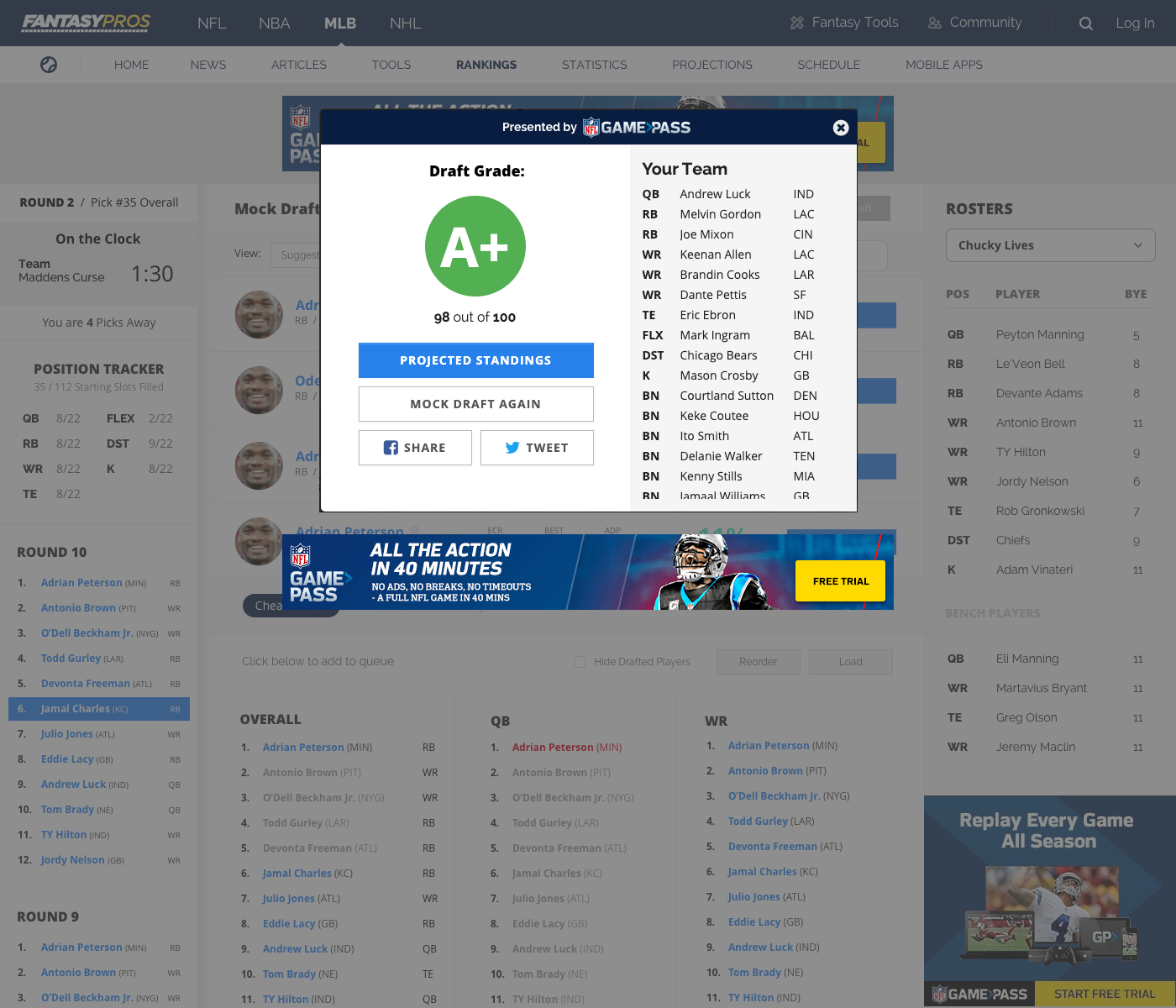 Draft Wizard Grades: Game Pass | FantasyPros
